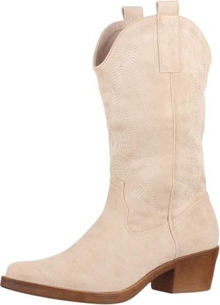 Elara Damen Cowboy Stiefel Biker Boots Chunkyrayan 301-A32S Beige-38