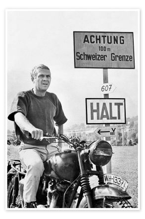 Posterlounge Steve McQueen in Gesprengte Ketten Poster von Celebrity Collection 70 x 100 cm Schwarz-Weiß Wandbilder Wanddeko