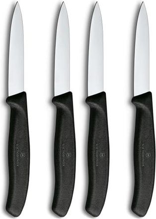 Victorinox by Swiss Army Swiss Classic, Sch&auml;l- und Gem&uuml;semesser Set, 2teilig, Extra Scharfe Klinge, Gerader Schliff f&uuml;r Pr&auml;zise Schnitte, 8 cm, Rostfreier Stahl, Schwarz (Pack