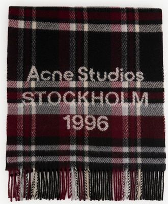 Acne Studios Echarpe &agrave; carreaux en laine m&eacute;lang&eacute;e