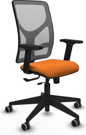 Piqueras y Crespo Schreibtischstuhl mit Rollen mit 2D-Armen, h&ouml;henverstellbare Lendenwirbelst&uuml;tze, ausgestattet mit Syncro/Traslack und Schneideschaum, Grau/Orange
