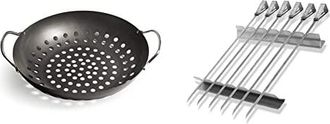 Enders GEMÜSEPFANNE Grill-Zubehör 8790, BBQ Gourmet, für Gemüse, Salat, Fisch, Pfanne, beschichtet & SCHASCHLIKSPIESS-SET EDELSTAHL 8802, Grillspieße, Fleisc