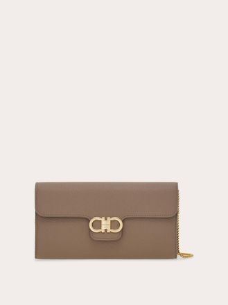 Ferragamo Damen Gancini Brieftasche mit Schulterkette Beige