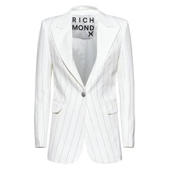 John Richmond Einreihiger Blazer mit vertikalen Streifen - - Jackets - Damen - Wei&szlig; - XL