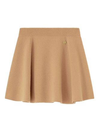 Ganni minijupe &agrave; logo - Marron