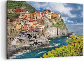 Arttor Wandbilder Dekoration Wohnzimmer Italien küste felsen landschaft Bilder auf Leinwand 120x80cm Leinwandbild Schlafzimmer Deko Wand Kunstdruck Art Groß 