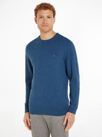 Tommy Hilfiger Rundhalspullover TOMMY HILFIGER PIMA ORG CTN CASHMERE CREW NECK, Herren, Gr. XL, blau (donegal aegean sea), Obermaterial: 92% Baumwolle, 8% Kaschmir, 