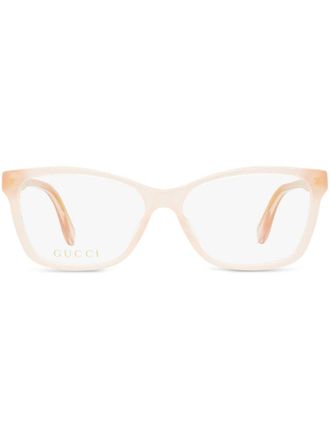 Gucci lunettes de vue rectangulaires &agrave; plaque logo - Rose