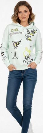 Sublevel Hoodie Blumenmotiv Freizeitkleidung mit f&uuml;r Damen (1-tlg) Baumwolle Normal Fit Kapuze Langarm Spruch atmungsaktiv