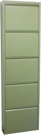 ebuy24 Pisa mit 5 Klappen/T&uuml;ren in Metall gr&uuml;n (50x173x16 cm) - Schuhschrank - Klappbar/faltbar - modern - f&uuml;r Flur & Eingangsbereich - ideal f&uuml;r schmale Flu