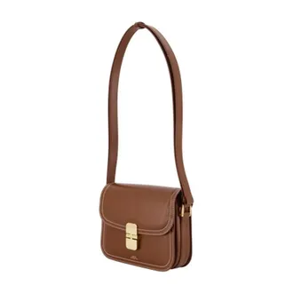 A.P.C. Womens Grace Small Crossbody Leather Brown Cowhide Bags Crossbodies