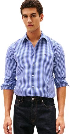 Tommy Hilfiger Herren Flex Poplin Big Gingham Rf Mw0Mw41713 L/S Shirt, Blue (Wedge Blue/Check), XXL