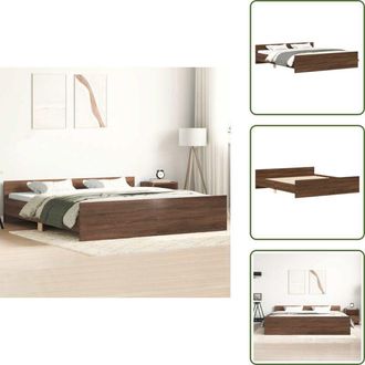 vidaXL Bettgestell mit Kopf- und Fu&szlig;teil Braun Eiche-Optik 160x200 cm - Holzbettfassungen - Massivholzbette - Bettkopfst&uuml;tze - Lattenrost - Boxspringbett