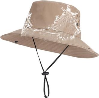 Generico UPF50+ Chapeau de soleil, pliable avec lani&egrave;re r&eacute;glable, pour jardin, plage, randonn&eacute;e, voyage, camping, kaki fonc&eacute;, L
