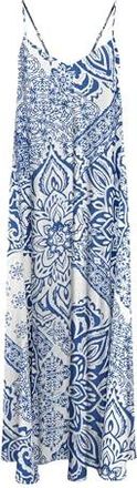Only Onlnova Life Vis Roxy Long Dress AOP Robe Longue, Bleu Mazarine, XL Femmes