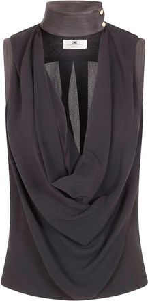 Elisabetta Franchi Femme, Tops, Noir, Taille: 40 FR Top en georgette de viscose