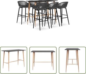 vidaXL vidaXL Bartheke - 7-tlg. Bar-Set Schwarz und Grau