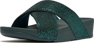 FitFlop Damen Lulu Glitterball Cross Slides Schiebe-Sandalen, Metallic Deep Teal, 39 EU