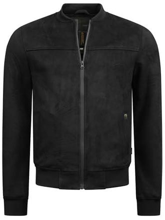 Indicode Hommes Ibon Jacket | Veste en simili cuir su&eacute;d&eacute; Black L