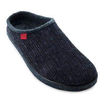 Andres Machado Hausschuhe fürfür Herren für Herbst - Unisex Slipper für drinnen und draußen - AM001 - Pantoffeln aus Filz mit rutschfester Gummisohle - Kord Blau, EU