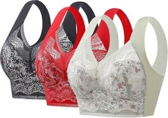 Generic Dentelle forte force de soutien pour femme, bretelles r&eacute;glables, couverture compl&egrave;te, soutien-gorge confortable sans armature, soutien-gorge sans arma