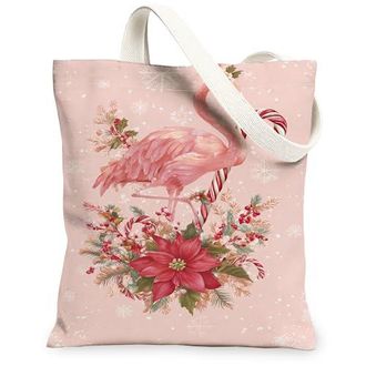Generic Sacs fourre-tout en toile avec motif floral et oiseau tropical, sacs réutilisables, sacs dhiver vintage chic, légers et lavables pour lextérieur, voya