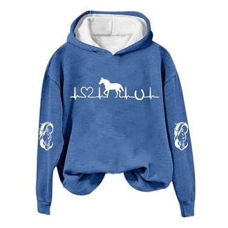 Generic 2026 Saint-Valentin Un sweat-shirt &agrave; capuche d&eacute;contract&eacute; sans poches et haut imprim&eacute; pour, bleu, 3XL