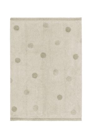 Lorena Canals Maschinenwaschbarer Teppich Hippy Dots Natural - Olive 100% natürliche Baumwolle Base: recycelte Baumwolle -Natural, Grün- 120x160cm
