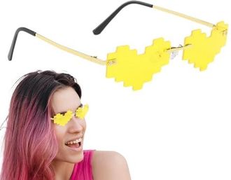 Generic Lunettes de soleil dr&ocirc;les, lunettes de soleil en forme de coeur - Lunettes de soleil mignonnes en forme de coeur - Lunettes color&eacute;es sans monture, lun