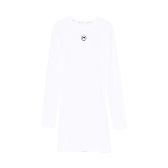 Marine Serre Wei&szlig;e Baumwoll-Langarmkleid - - Dresses - Damen - Wei&szlig; - M