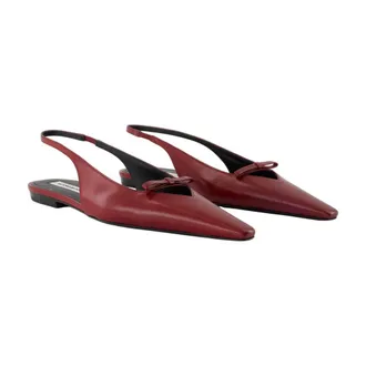 Victoria Beckham Womens Calfskin Slingback Flat Burgundy