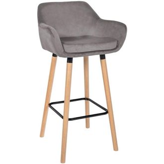 Clp Tabouret haut avec un design de fauteuil en velours avec des formes &eacute;l&eacute;gantes diff&eacute;rentes couleurs colore : Gris