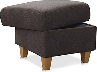 Cavadore Polsterhocker Palera / Beistellhocker mit Stauraum, ideal als Fußhocker oder Sitzgelegenheit / 58 x 48 x 58 / Chenille, Braun