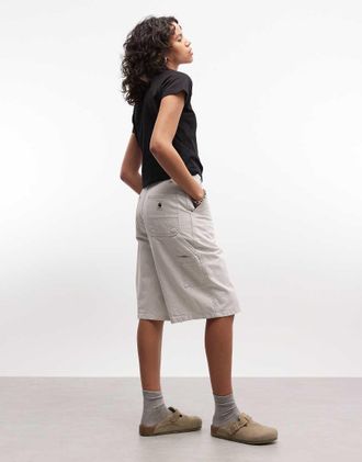 Carhartt Work in Progress Mercer - Grau gestreifte Shorts mit einfacher Stofflage am Knie