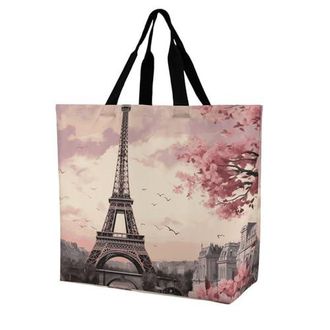 Generic Tour Romantique De Paris Sac &Agrave; Bandouli&egrave;re R&eacute;utilisable Tote Bag D&eacute;contract&eacute; Sac A Main Femme Pour Shopping Gym Quotidienne