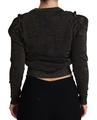 Dolce & Gabbana Womens Lurex Cropped Pullover Black Rayon Polyester