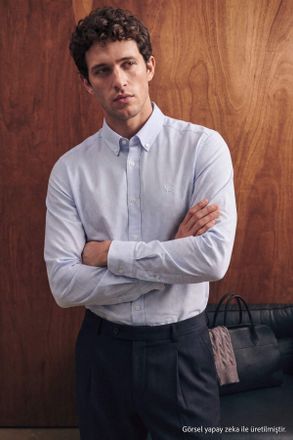 Trendyol MAN Herren Wei&szlig; Kariert Lang Regular Fit Hemden