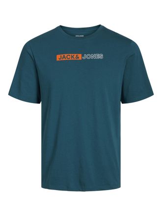 Jack & Jones Herren JJECORP Logo Tee Play SS O-Neck NOOS, Deep Teal/Print:Play 5,XS