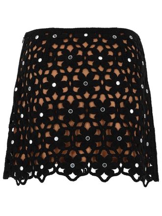 Michael Michael Kors Crochet Floral Skirt - Black