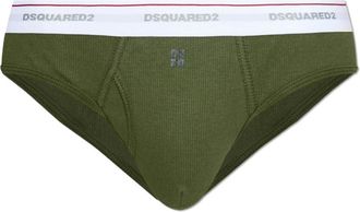 Dsquared2 Homme, Sous-v&ecirc;tements, Vert, Taille: L Slip Ribbed Avec Logo