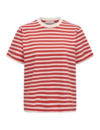 Only Damen Onllivina S/S Stripe Tee JRS Noos Regular Fit T-Shirt Mit O-Ausschnitt F&uuml;r Den T&auml;glichen Gebrauch In Der Weiblichen Jugend, Cloud Dancer, XXX-La