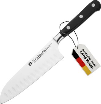 Greta Magnusson-Grossman 110EP - Elite Pro | Santoku Messer 29,0 cm | Ultrascharfer K&uuml;chenmesser | Deutschem Edelstahl Klinge 16,0 cm | mit Ergonomischen Griff 13,0 cm (142 Gr