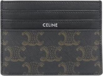 Celine Pre-owned Triomphe Canvas Calf Card Case - Femme - Pre-owned - Noir - Taille: ONE Size