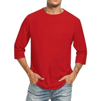 Generic T-shirt de sport l&eacute;ger &agrave; col rond pour homme, &eacute;l&eacute;gant, classique, confortable, respirant, extensible, d&eacute;contract&eacute;, pour la gym, la course &agrave; pied, lent