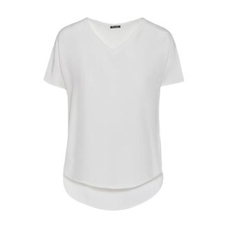 Kiton Seiden V-Ausschnitt T-Shirt - - Tops - Damen - Wei&szlig; - 2XS