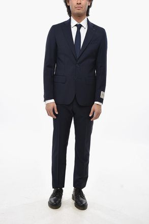 Corneliani CC COLLECTION Zweiknopf-Anzug aus Stretch-Schurwolle mit zwei Schlitzen und klassischem Revers Corneliani