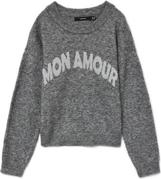 Vero Moda Vmamoremio Ls Pull &agrave; col Rond Boo, M&eacute;lange de Gris Moyen., S