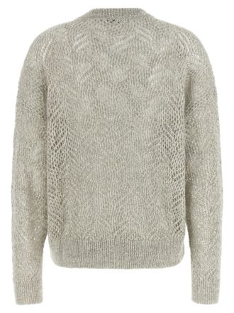 Brunello Cucinelli Perforated Mohair Blend Sweater - Grey