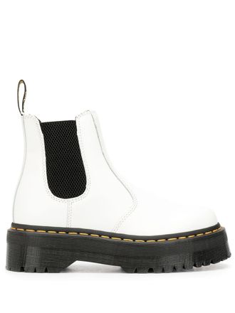 Dr. Martens bottines à empiècements élastiqués - Blanc