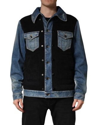 Dolce & Gabbana Black Blue Cotton Denim Blouson Men Jacket And Clothing
